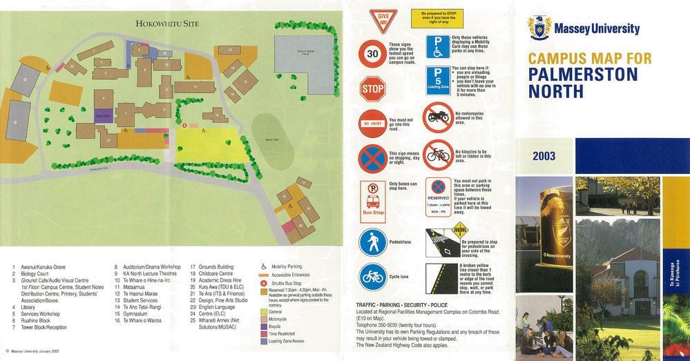 Campus Map, Massey University, Palmerston North, 2003 | Massey ...